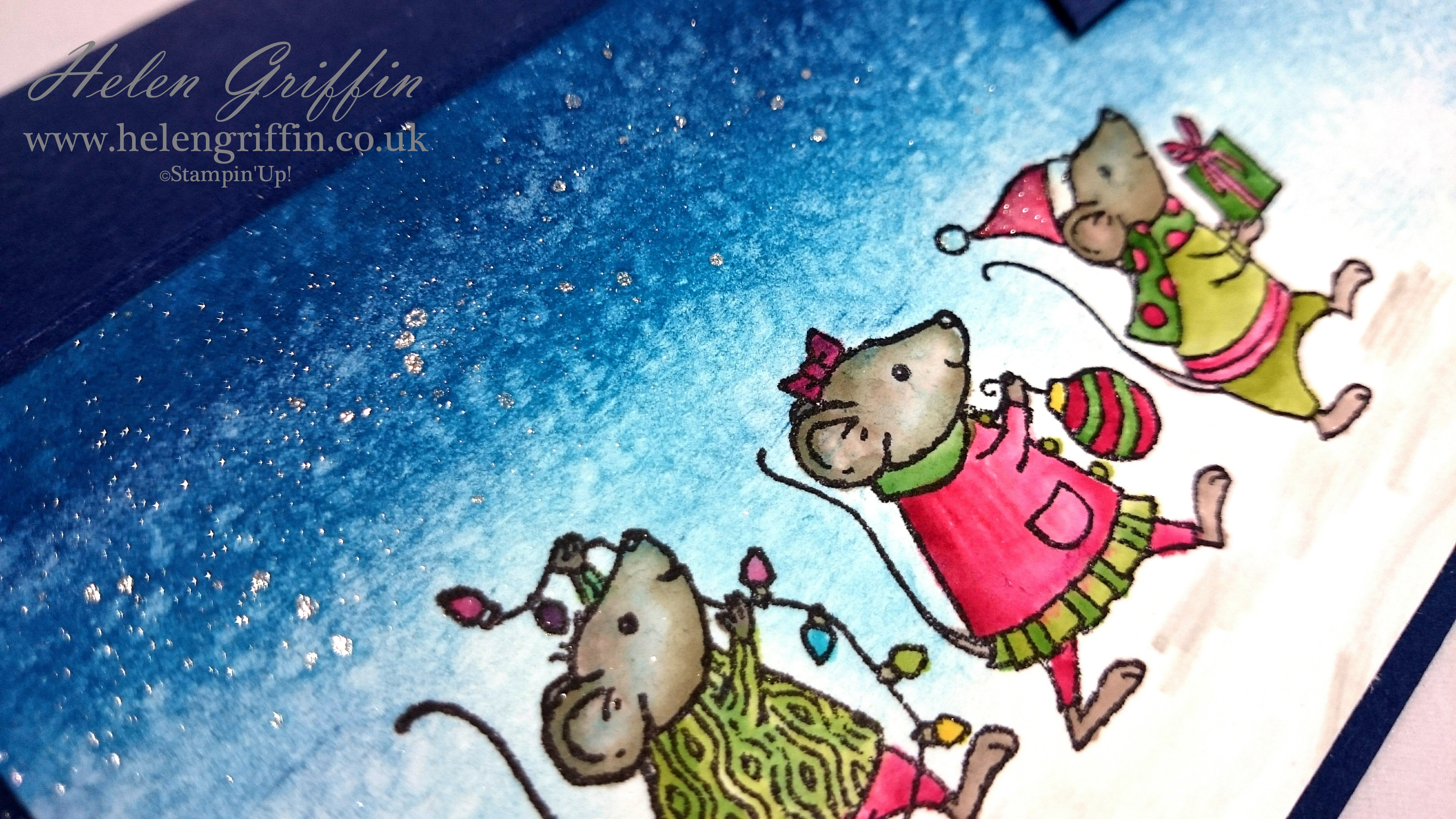 Merry Mice Night Snow Scene Christmas Card – Blender Pen Technique ...