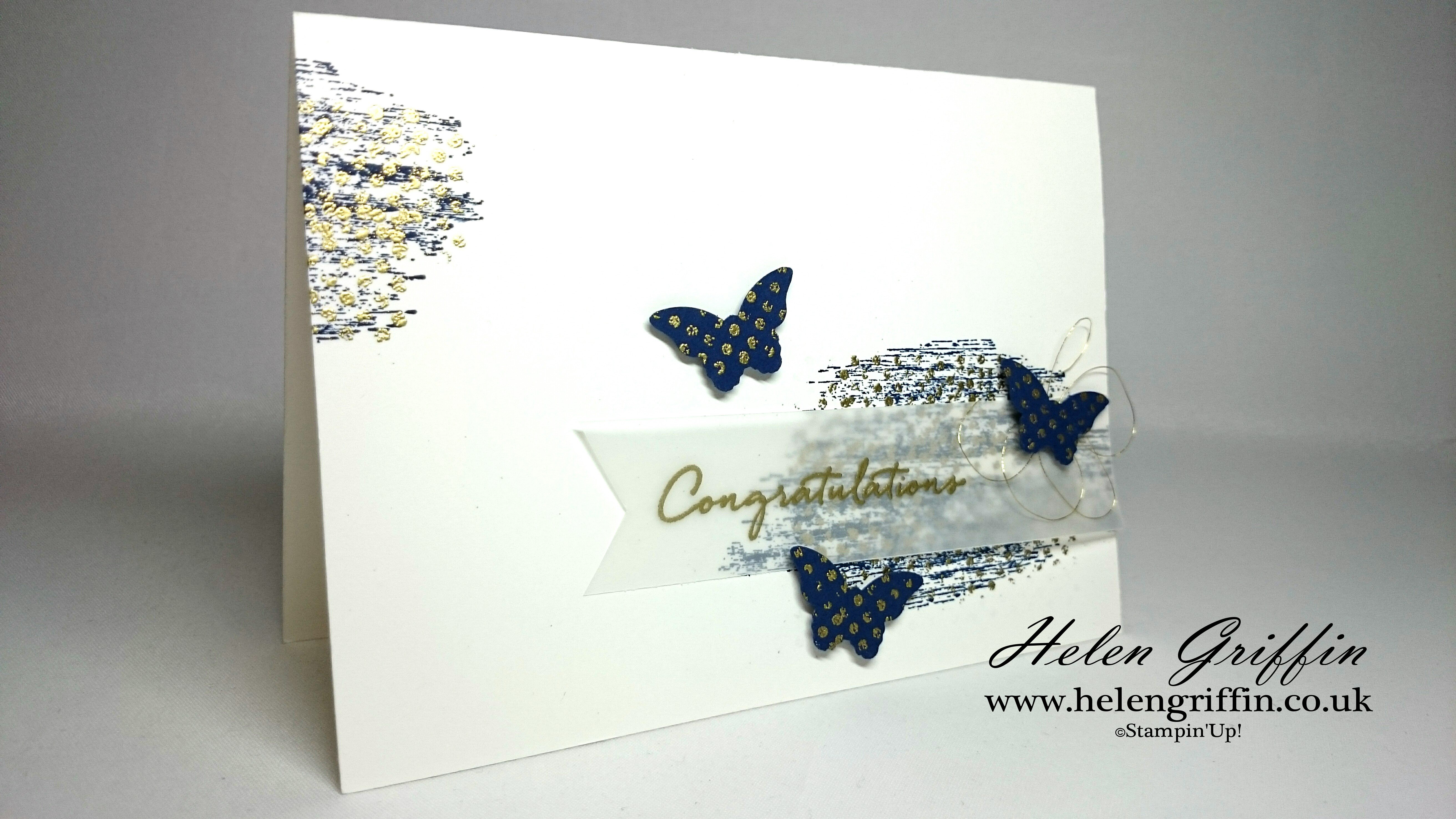 Navy, Gold & White Butterfly Congratulations Card – Helen Griffin